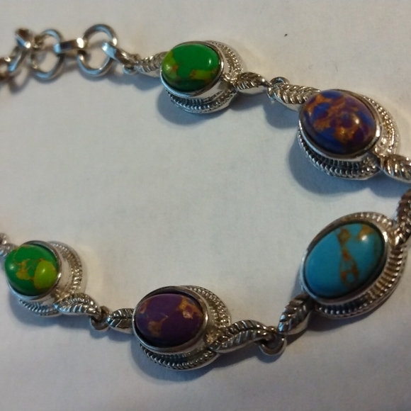 Jewelry | Stamped Sts Karis Multi Colored Turquoise Bracelet | Poshmark